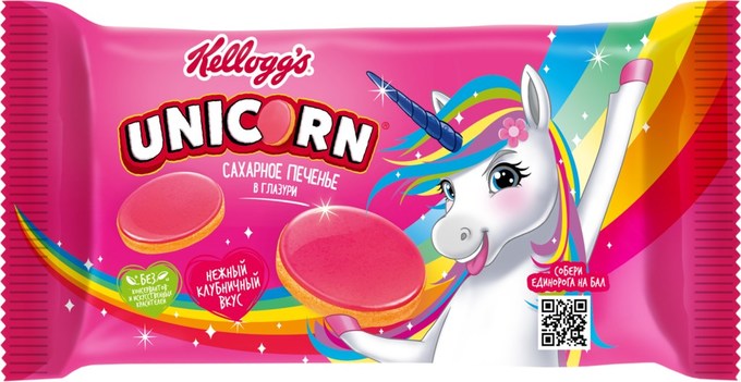 Печенье Kellogg's Unicorn сахарное в глазури Клубника 105 г купить ...
